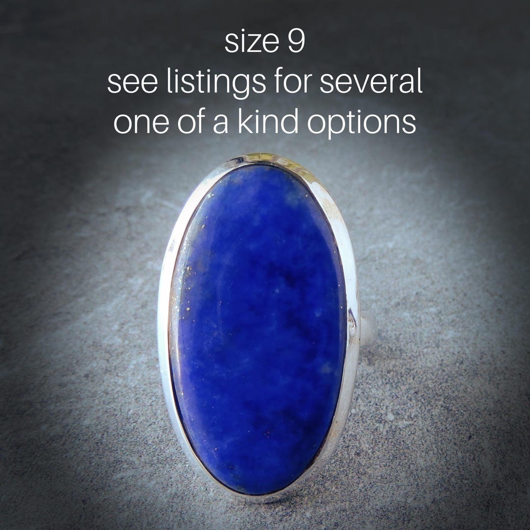 Sterling Silver Lapis Lazuli Rings • Handmade Genuine Lapis Lazuli ...