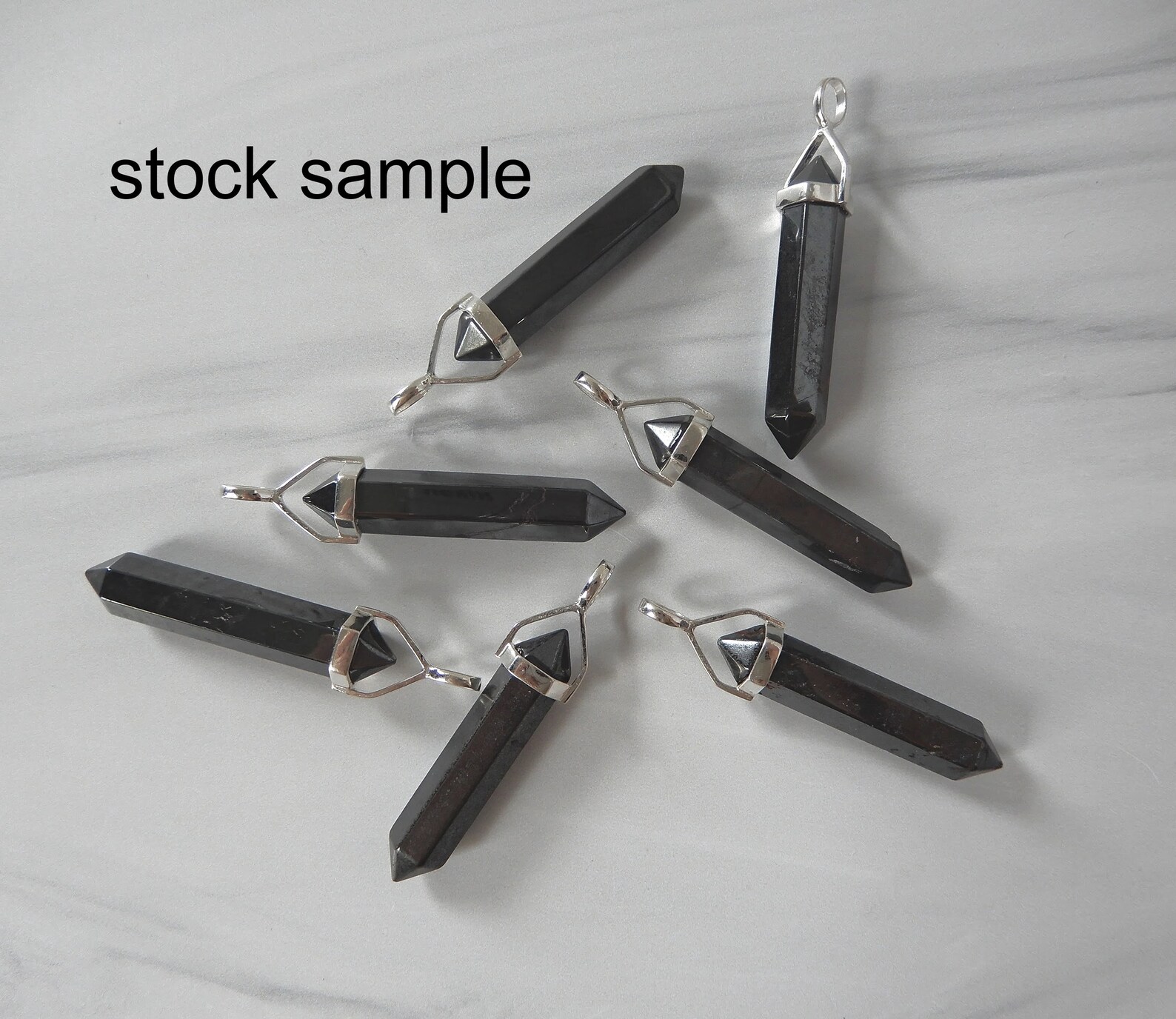 Hematite Necklace, Silver Hematite Point Pendant, Sterling Gemstone ...