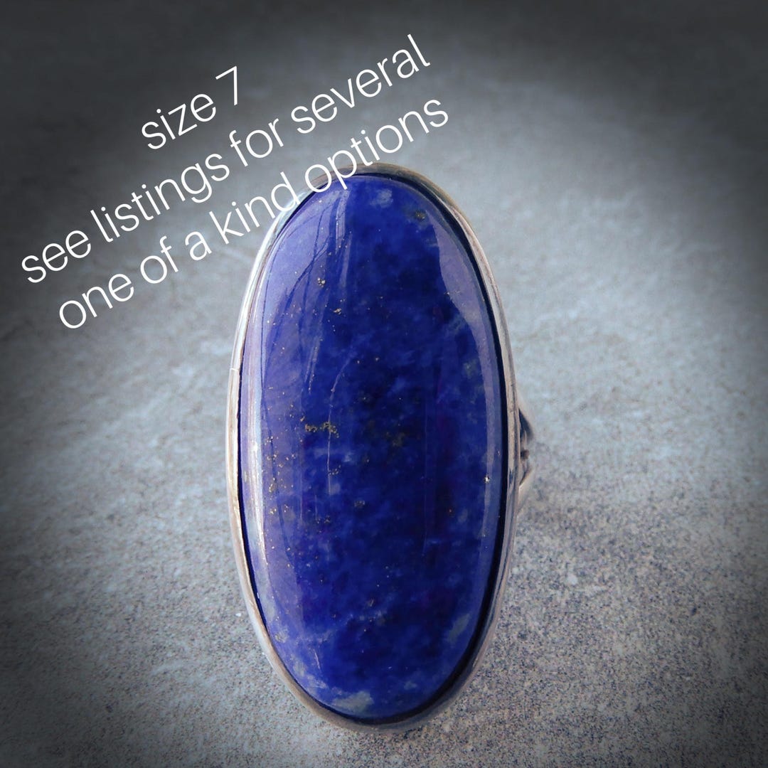 Lapis Lazuli Ring Sterling Silver • Genuine Lapis Lazuli Solitaire ...