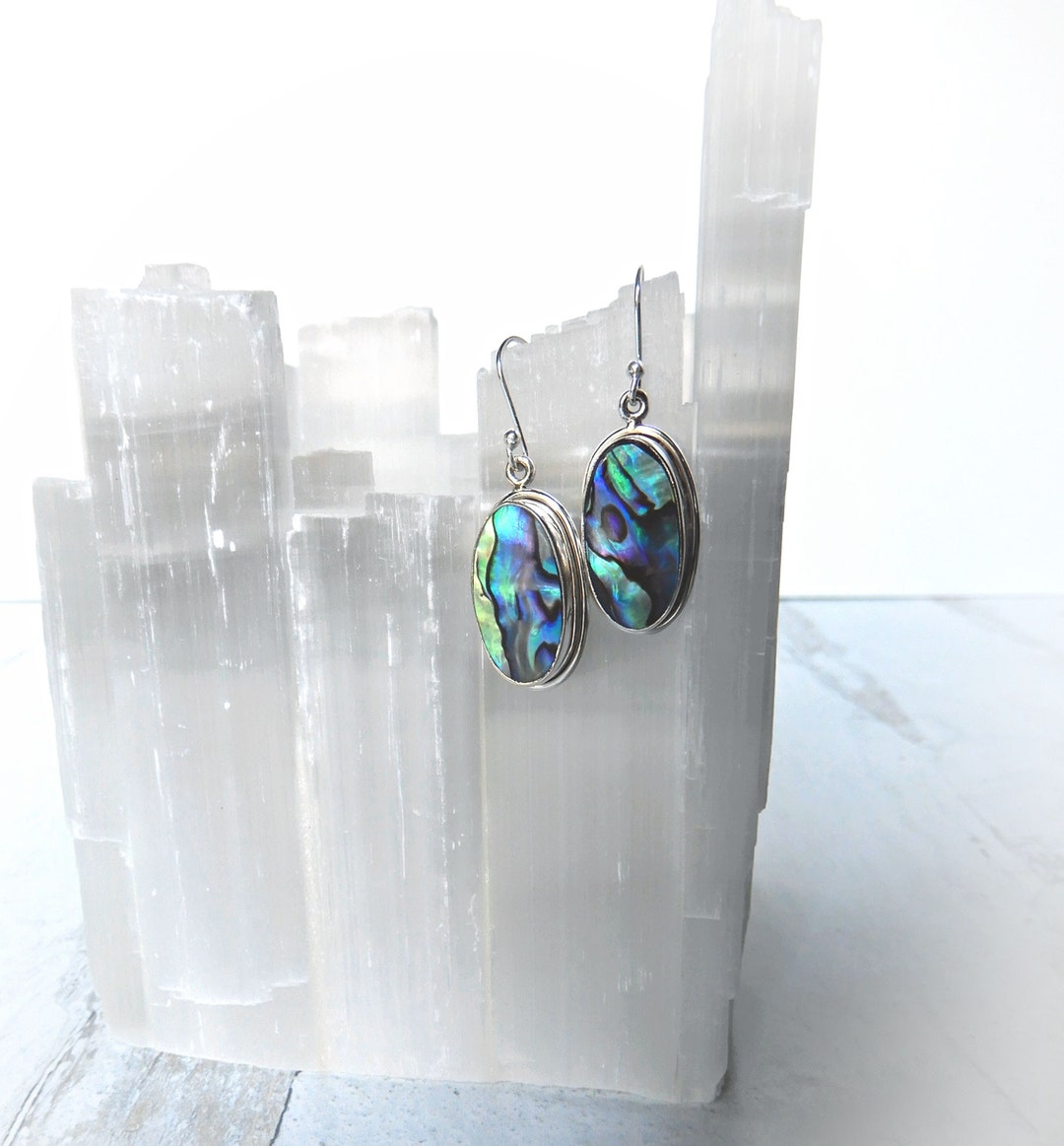 Paua Shell Earrings, Abalone Shell Earrings, Sterling Silver Paua Shell ...