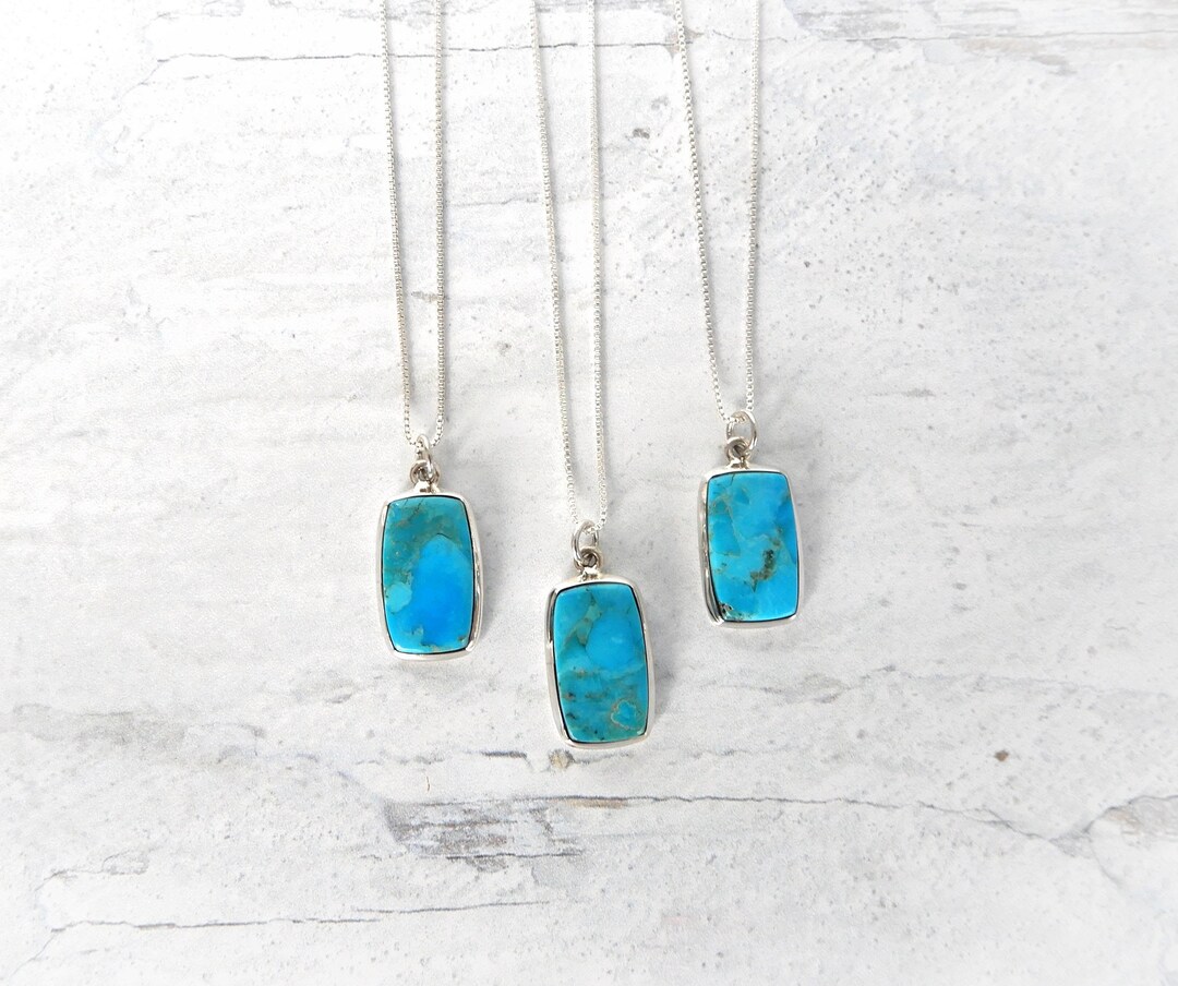 Turquoise Necklace, Turquoise Bar Pendant, Kingman Turquoise Necklace ...