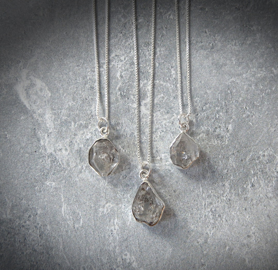 Sterling Silver Genuine Herkimer Diamond Necklace • Raw Crystal