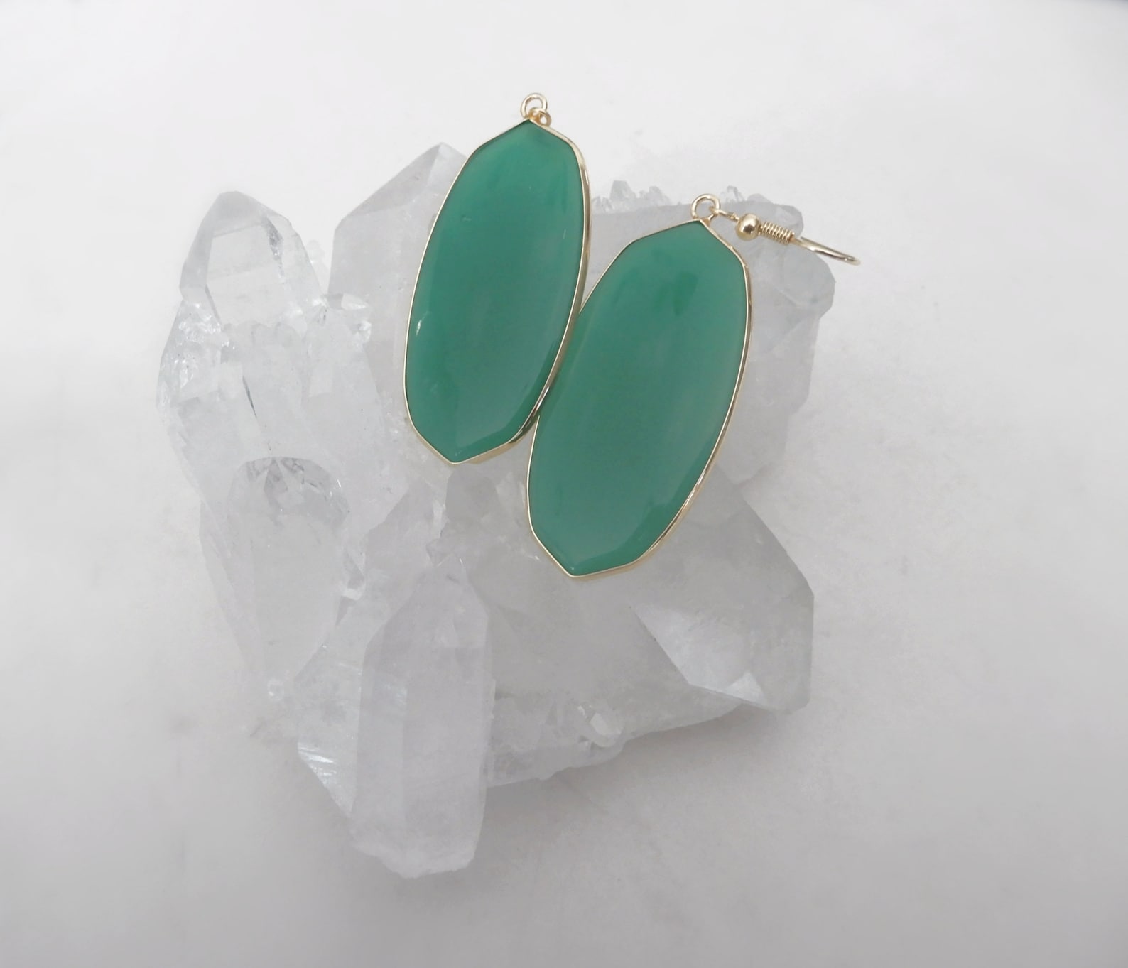 Green Onyx Earrings, Green Stone Earring, Dark Green Onyx Earrings ...
