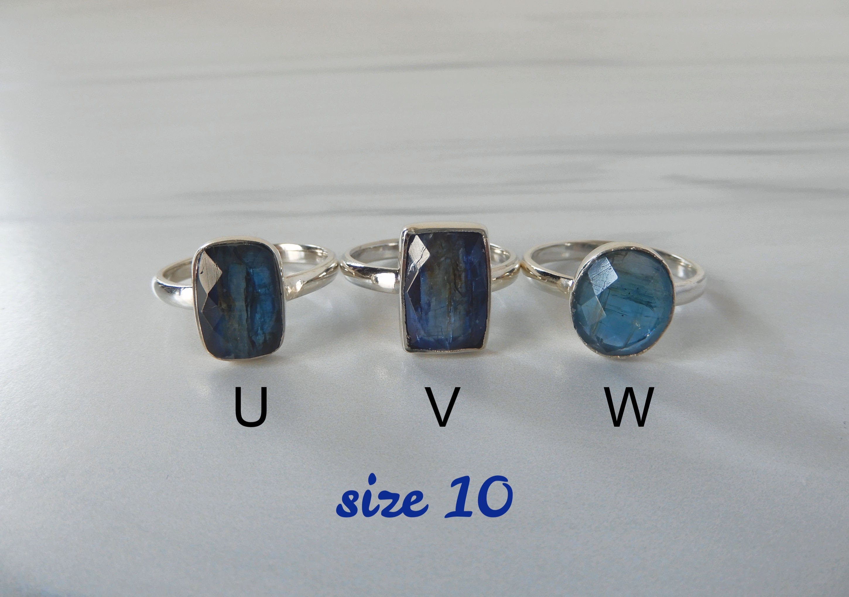 Kyanite Ring Genuine Blue Kyanite Ring Blue Sterling Silver | Etsy