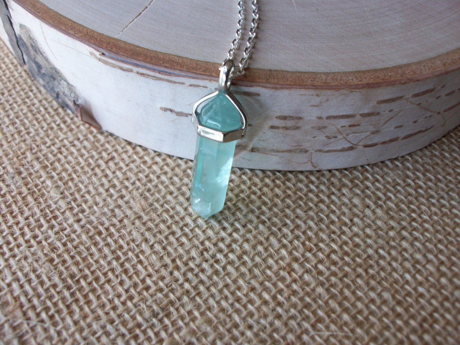 Fluorite Necklace Silver Green Fluorite Pendant Fluorite - Etsy
