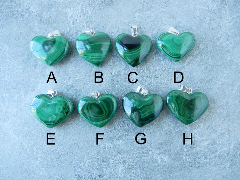 Malachite Necklace Sterling Silver • Malachite Heart • Genuine ...