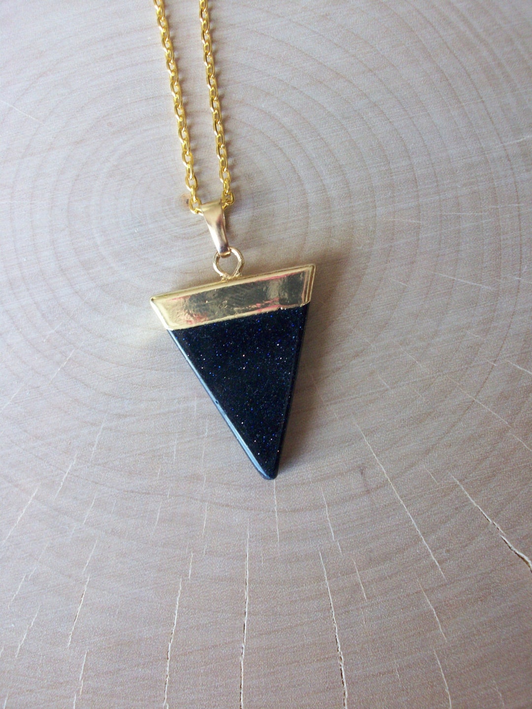 Blue Sandstone Necklace Sandstone Pendant Triangle - Etsy
