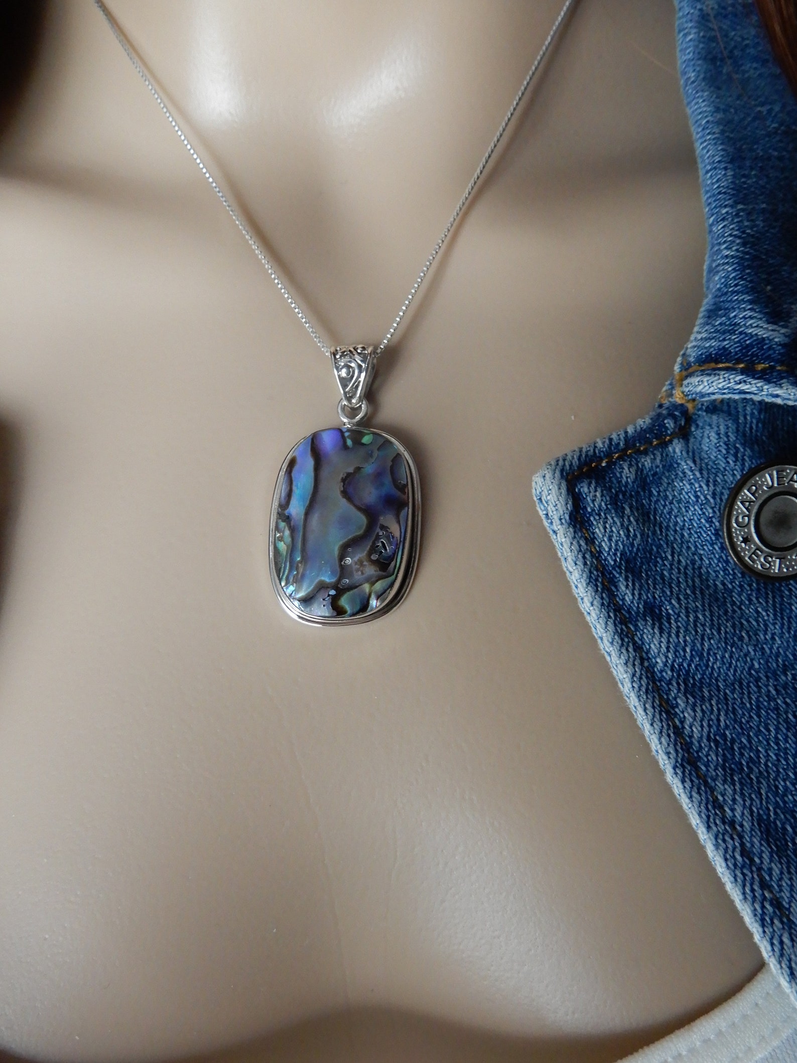 Paua Shell Necklace Abalone Shell Pendant Sterling Silver | Etsy