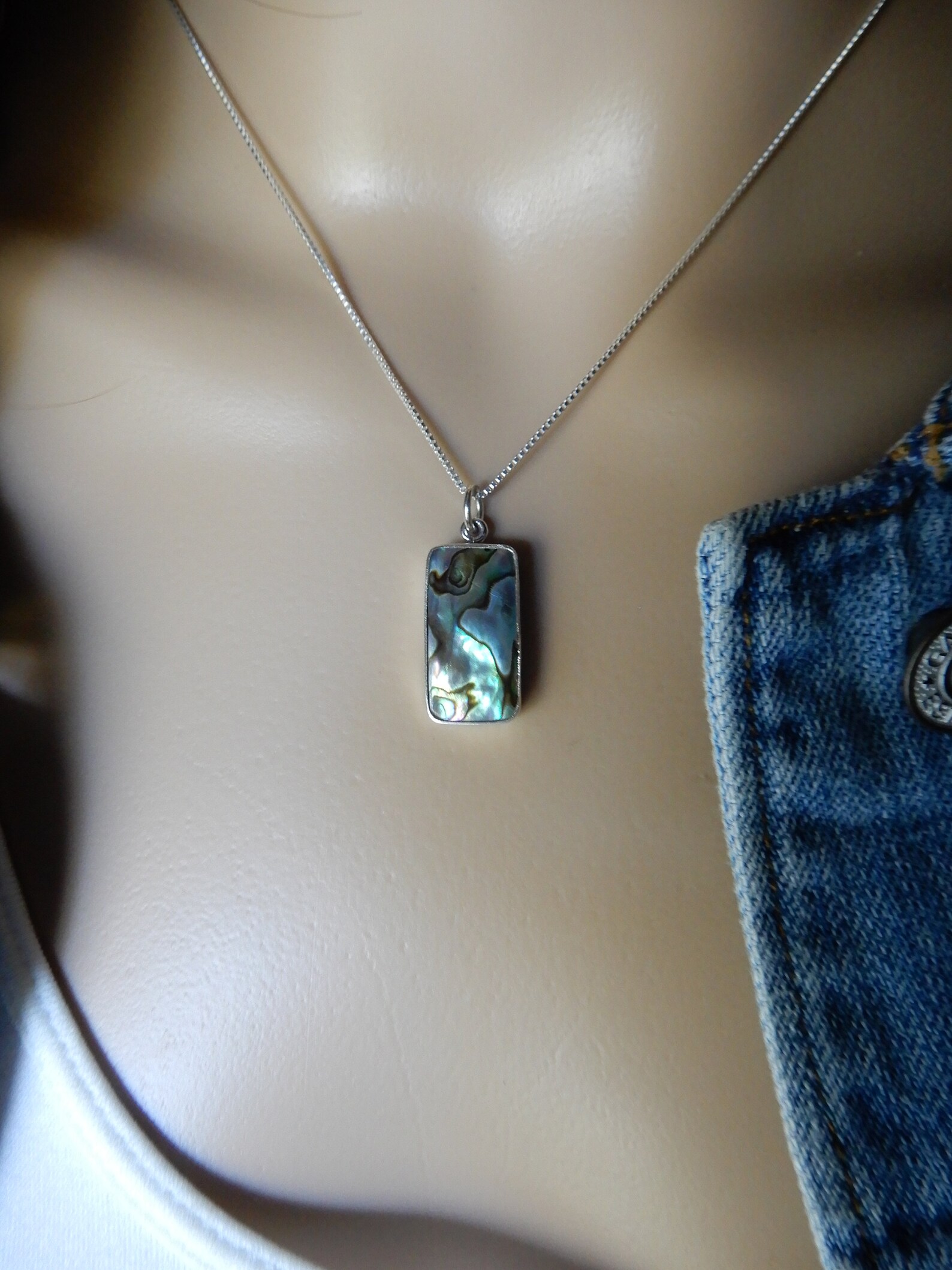 Paua Shell Necklace Abalone Shell Pendant Sterling Silver - Etsy