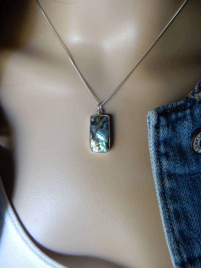 Paua Shell Necklace Abalone Shell Pendant Sterling Silver - Etsy