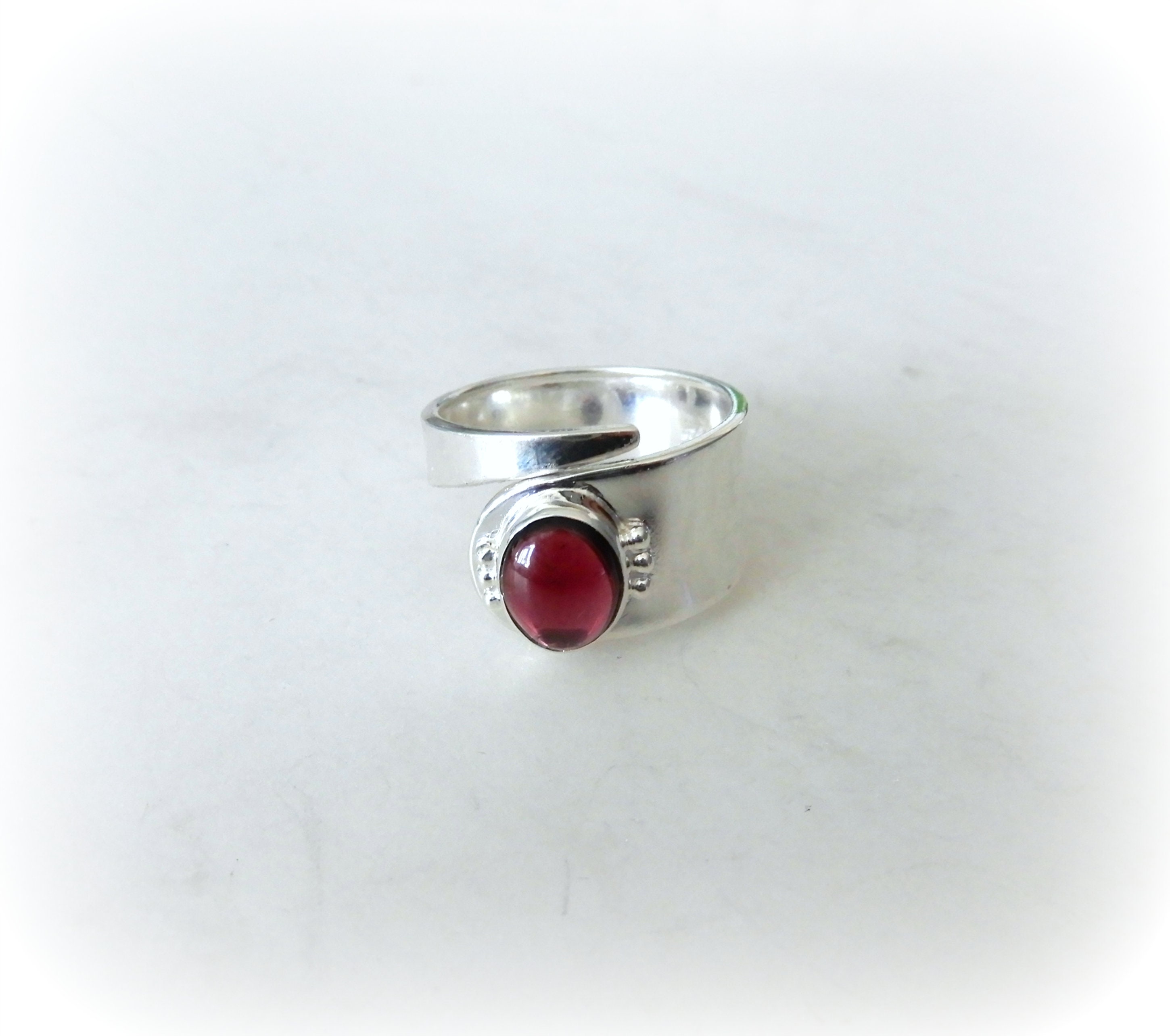 Garnet Ring Sterling Stone Ring Adjustable Garnet Rings | Etsy