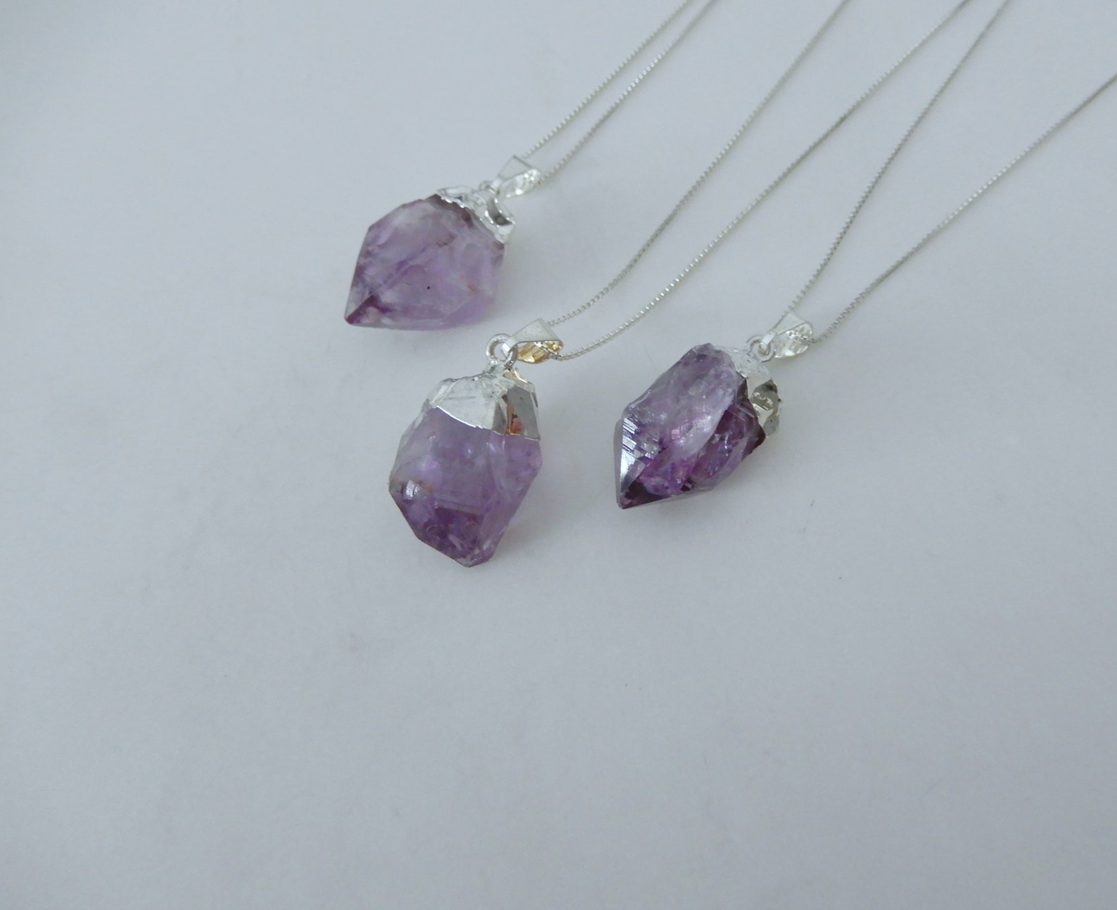 Amethyst Necklace Raw Amethyst Pendant Rough Amethyst - Etsy