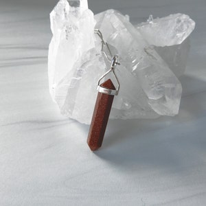 Gold Sandstone Necklace, Goldstone Pendant, Genuine Sandstone, Sterling ...