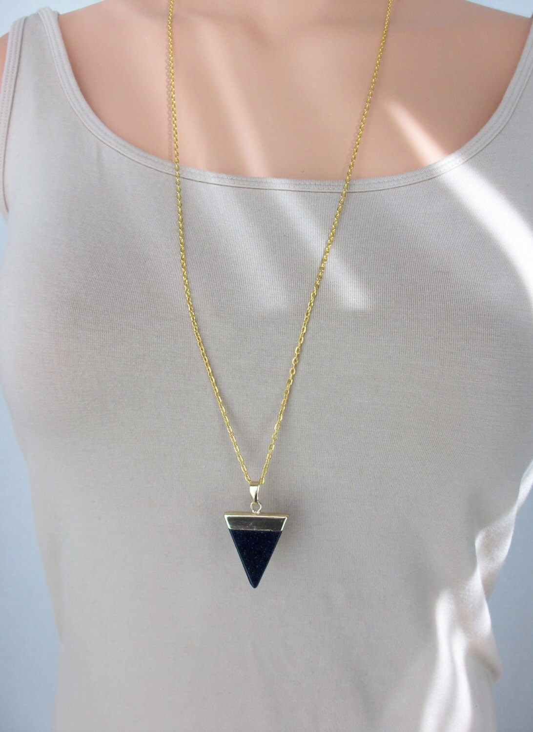 Blue Sandstone Necklace Sandstone Pendant Triangle | Etsy
