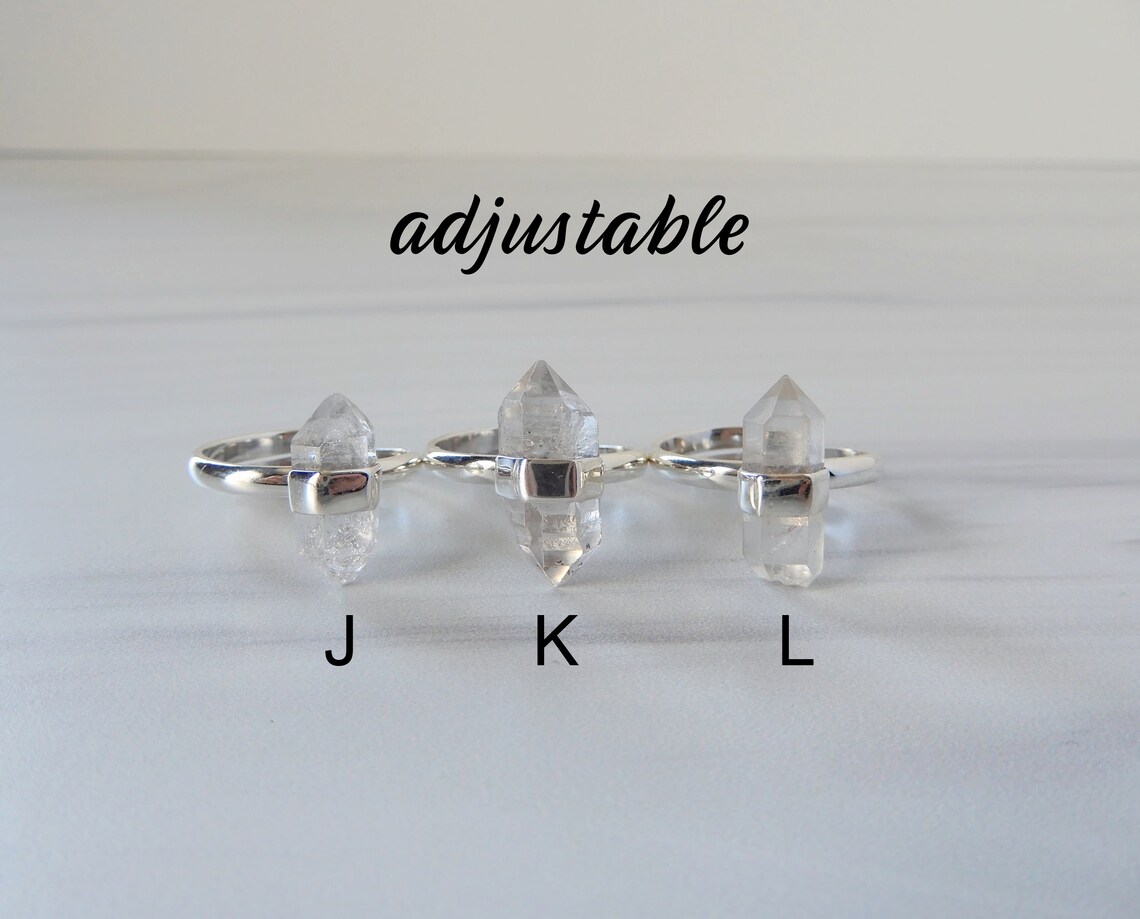 Gemstone Point Ring Adjustable Quartz Crystal Ring Sterling | Etsy