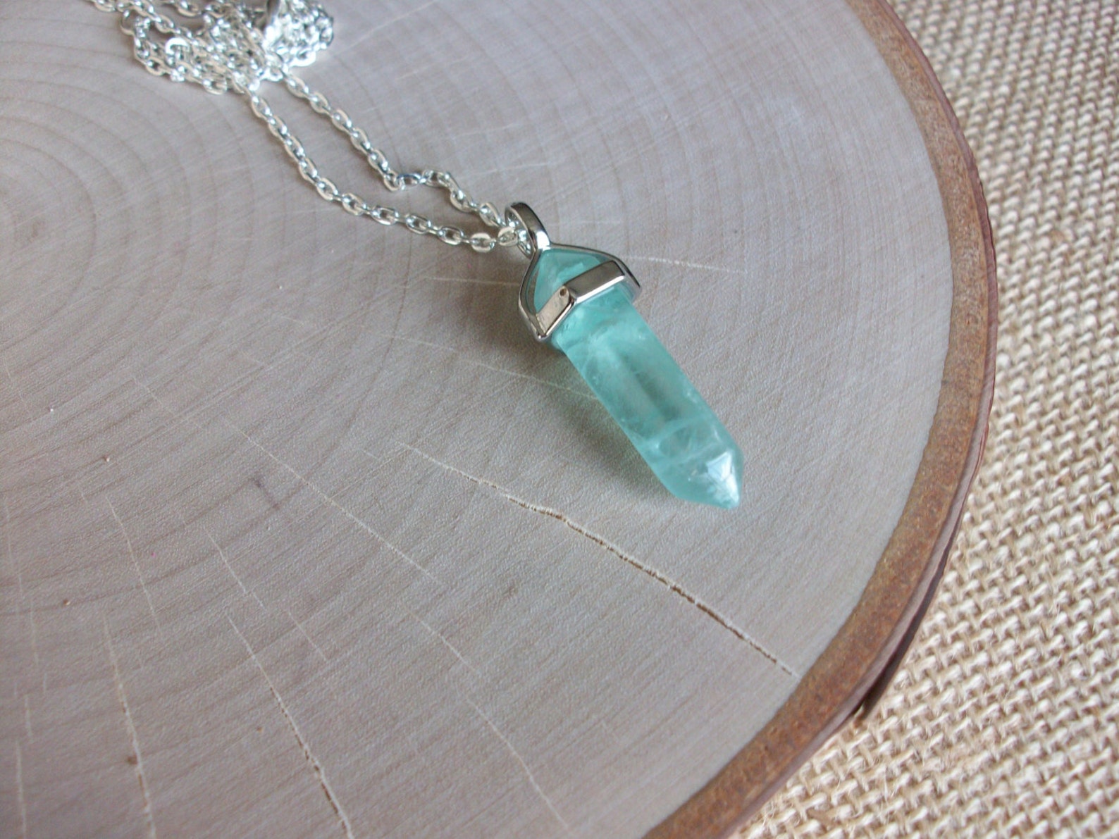 Fluorite Necklace Silver Green Fluorite Pendant Fluorite - Etsy
