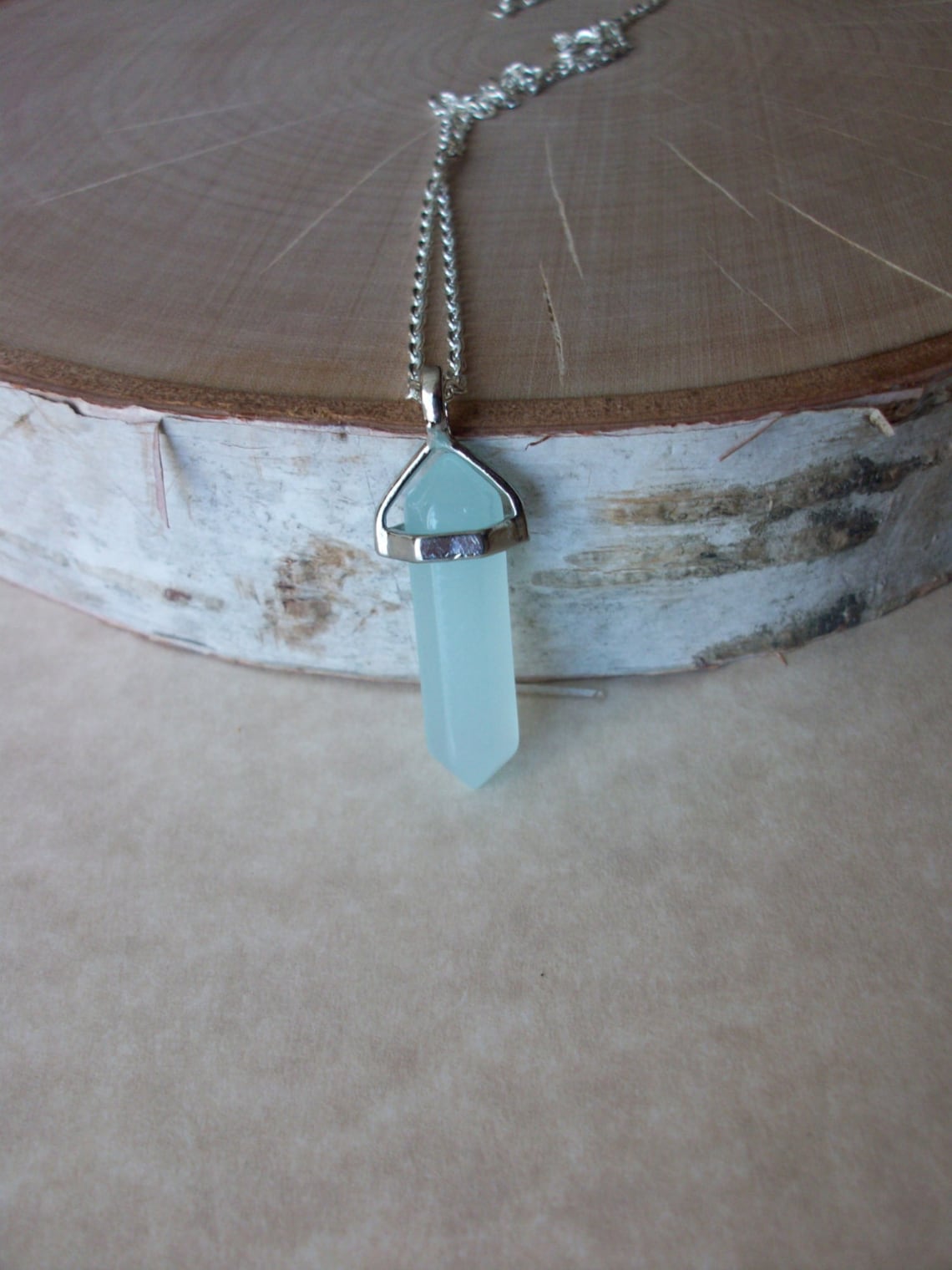 Jade Necklace Sky Blue Jade Point Pendant Gemstone Point - Etsy