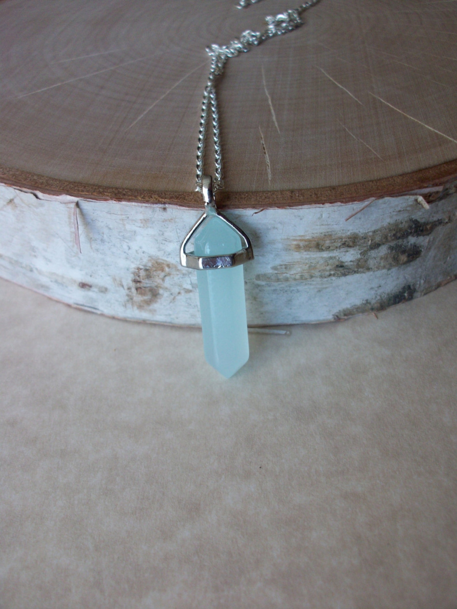 Jade Necklace Sky Blue Jade Point Pendant Gemstone Point - Etsy