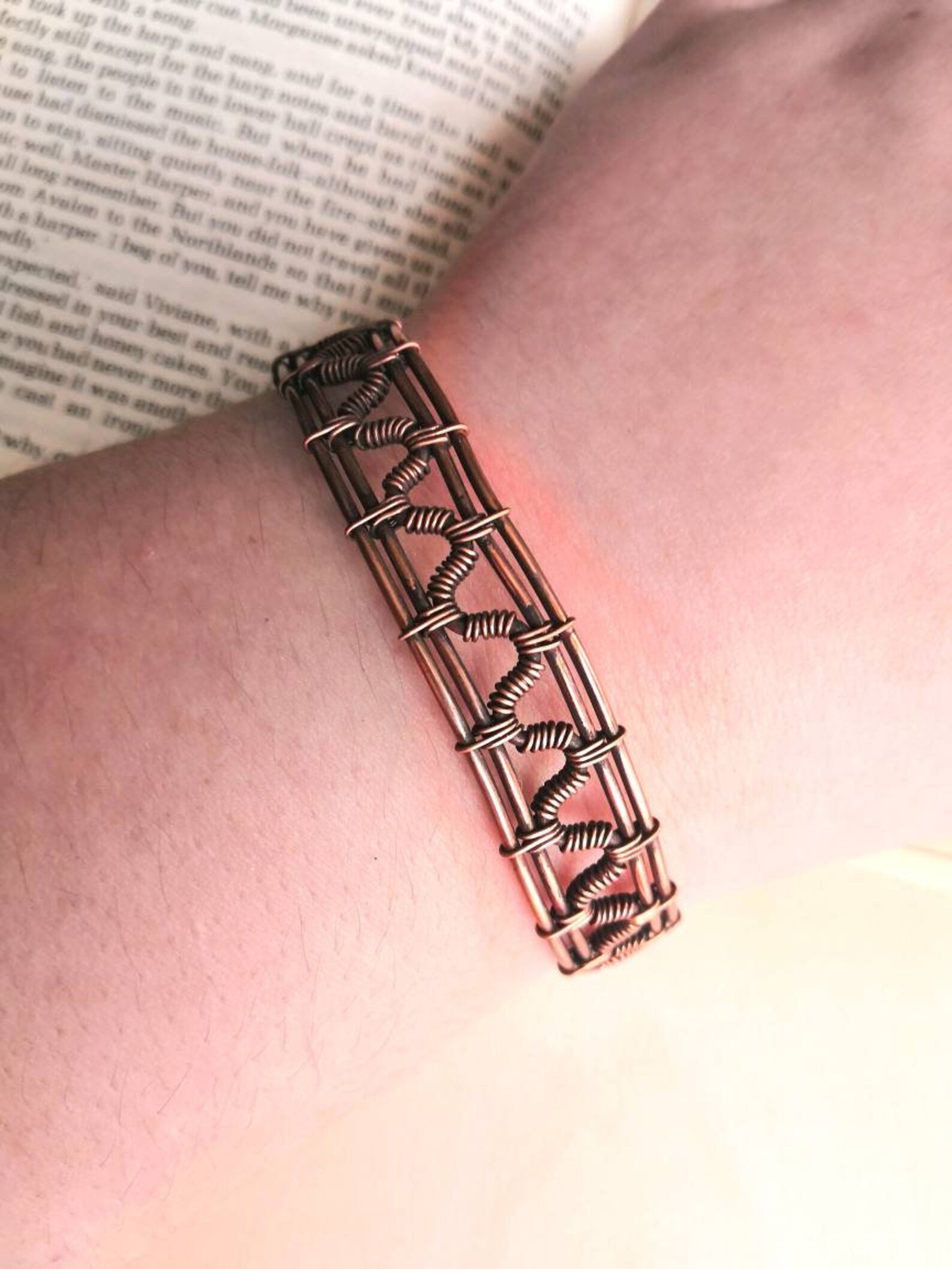 Copper Wire-wrapped Woven Wrist Cuff / Oval Bangle Bracelet - Etsy