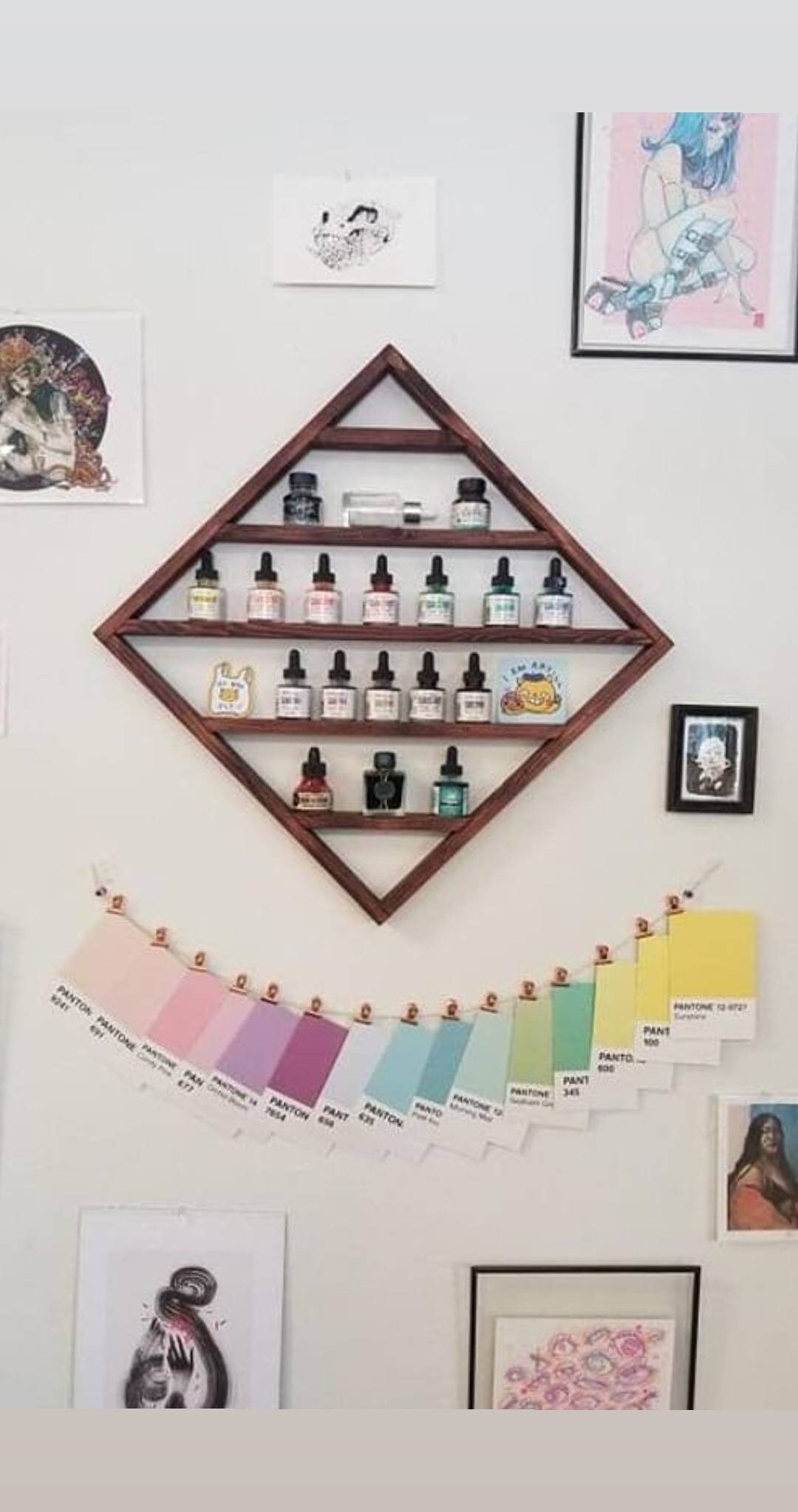 Paint Display, Art Studio, Office Decor, Wood Shelf, Minimalist, Boho ...
