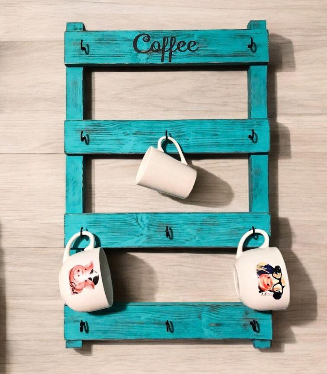 Customizable Coffee Mug Rack – Wall Mounted Coffee Bar Organizer ...