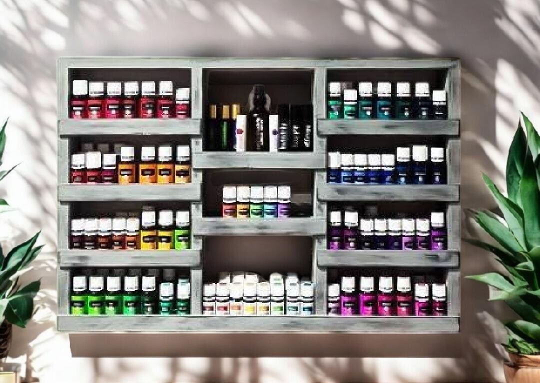 Rustic Wood Essential Oil Shelf: Wall Mounted Oil & Polish Organizer - Etsy