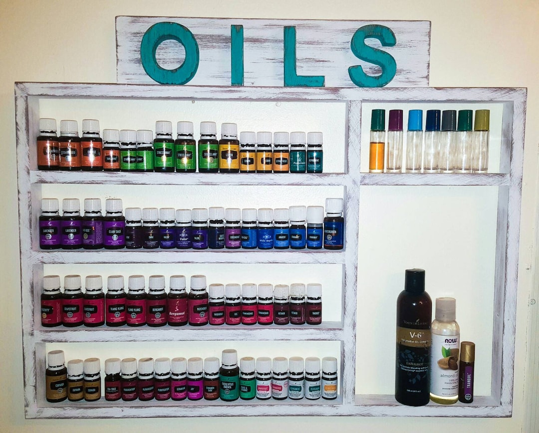 Handmade Wood Essential Oil Shelf: Wall Storage, Custom Colors - Etsy