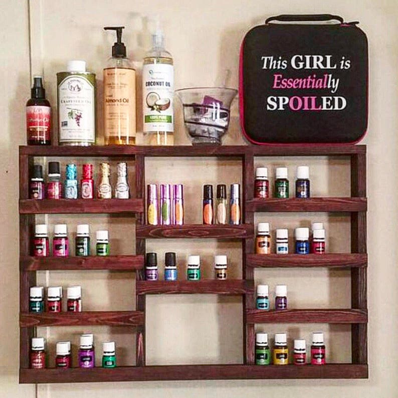 Rustic Wood Essential Oil Shelf: Hanging Apothecary Rack - Etsy