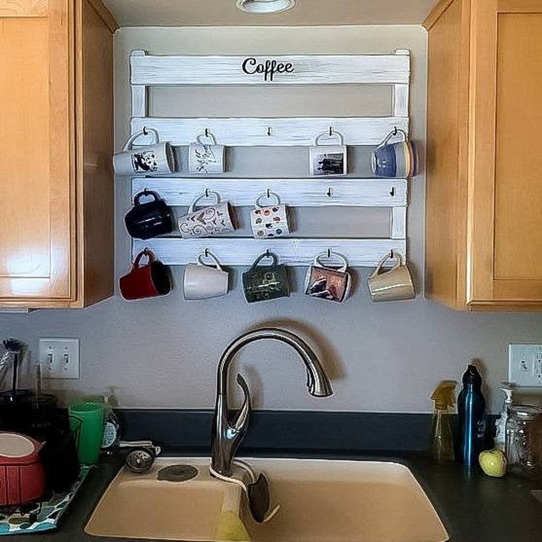 Coffee Cup Rack, Kitchen Organizer, Coffee Cup Holder, Coffee Bar, Mug ...