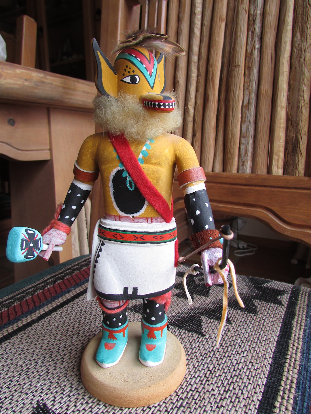Hopi Fox Kachina Mint Condition 1960's Vintage 3rd Mesa Authentic 9 1/2 ...