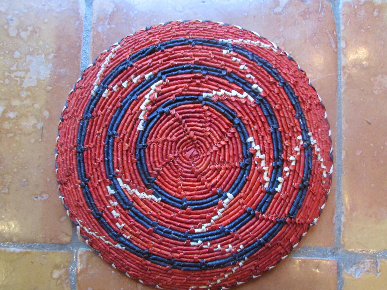 HOPI Inspired Whirling Wind and Star Wicker Basket Plaque- Handwoven 12 ...