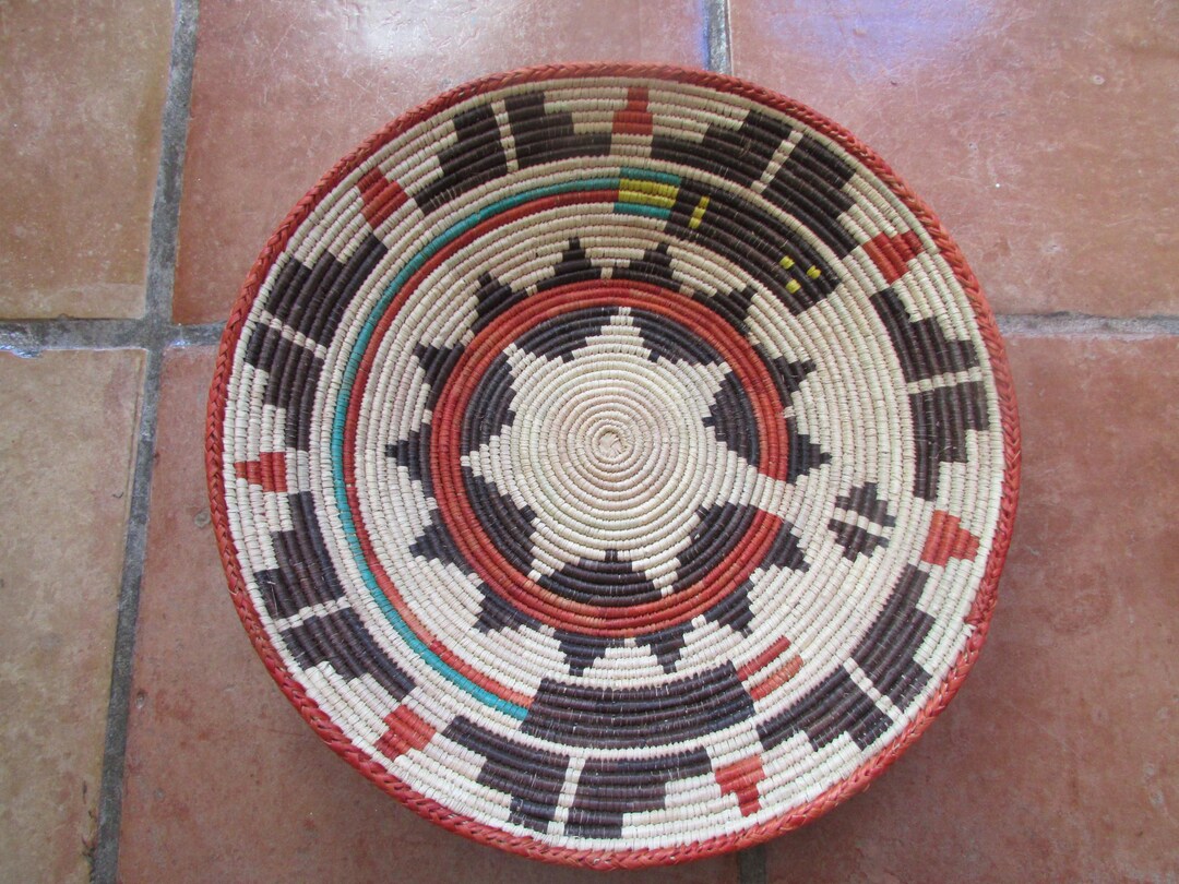 Navajo Vintage Yei Design 13" Large Basket Inspired 20th Century Basket ...
