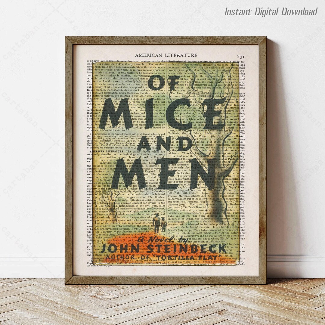 Of Mice and Men by John Steinbeck, Instant Download, Literary Poster ...