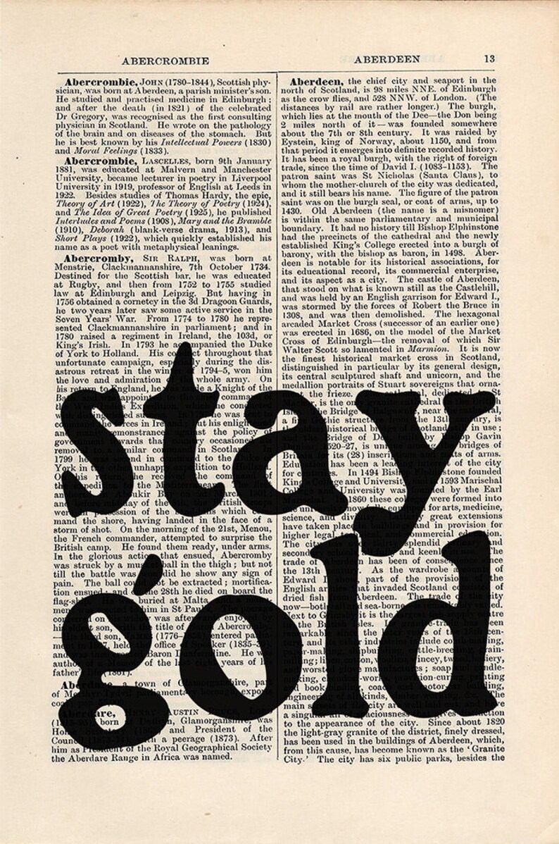 Stay Gold SE Hinton Quote Print on an Antique Page the - Etsy