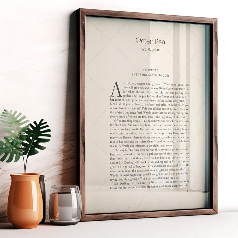 Peter Pan First Page, JM Barrie Book Art (instant Digital Download) - Etsy