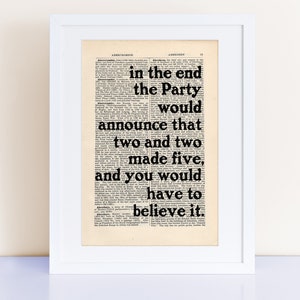 George Orwell 1984 Quote Print on an Antique Page in the End - Etsy