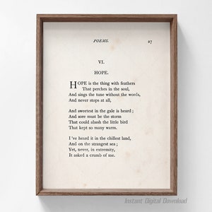 Hope by Emily Dickinson, Book Lovers Gifts, Instant Download, Print ...