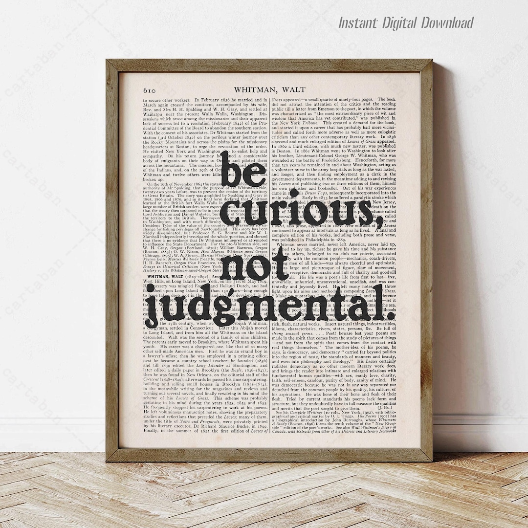 Walt Whitman Quote, Be Curious Not Judgmental (instant Digital Download ...
