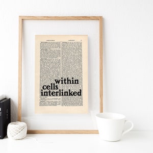 Within Cells Interlinked Quote on an Antique Page, Vladimir Nabokov ...