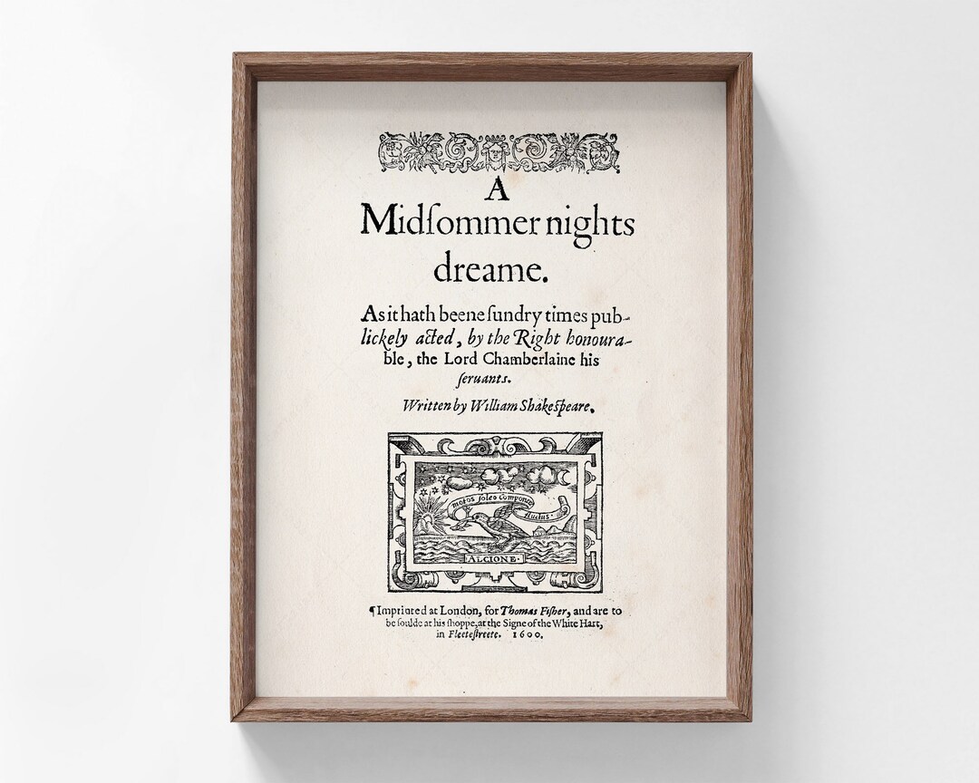 William Shakespeare Print, A Midsummer Night's Dream Poster, Digital ...