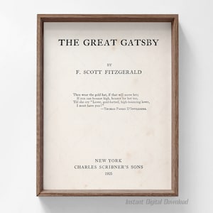 The Great Gatsby by F Scott Fitzgerald, Book Lovers Gifts, Download ...