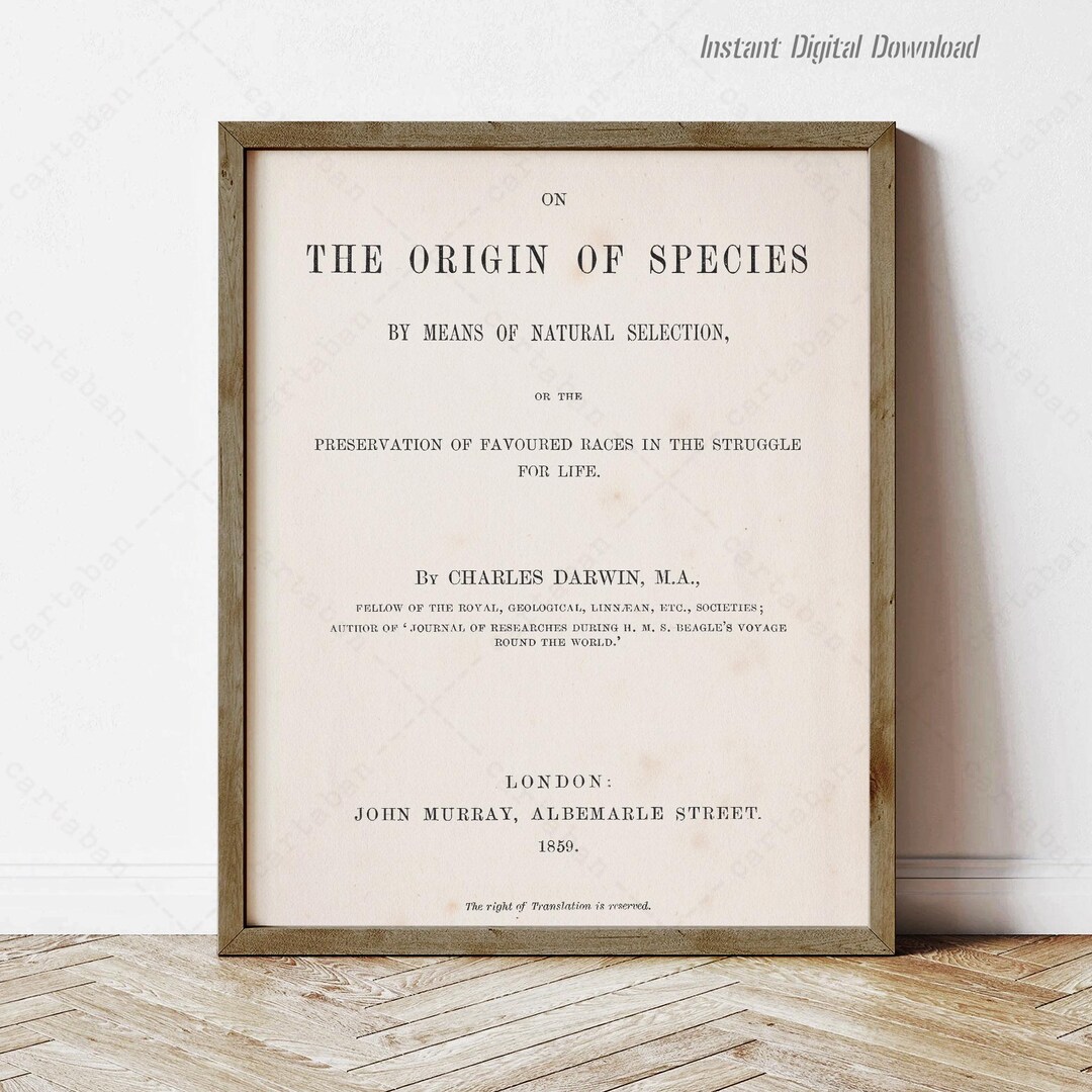 On the Origin of Species by Charles Darwin, Instant Download, Title ...