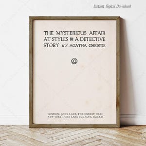 The Mysterious Affair at Styles by Agatha Christie, Book Lovers Gifts ...