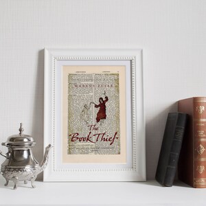 The Book Thief by Markus Zusak Print on an Antique Page, Book Cover Art ...