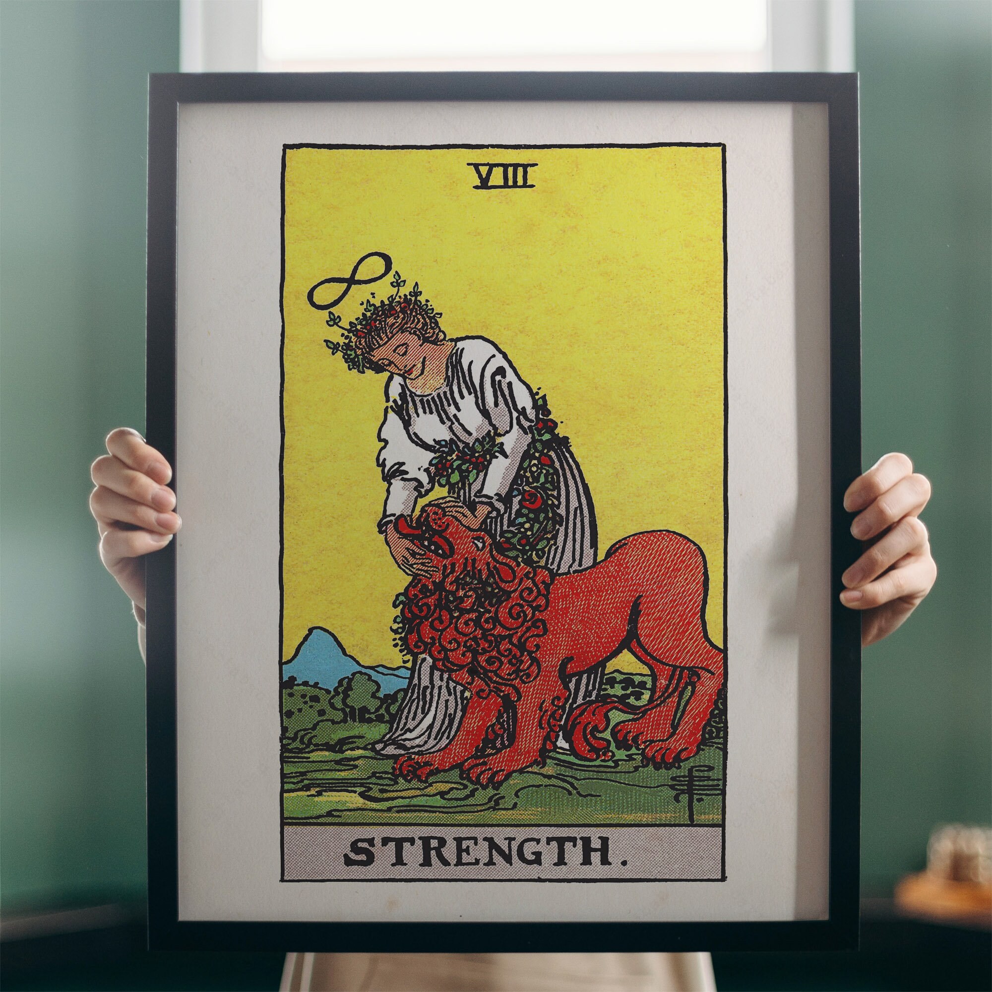 Strength Tarot Card, Rider Waite Smith Deck, RWS Poster (instant ...