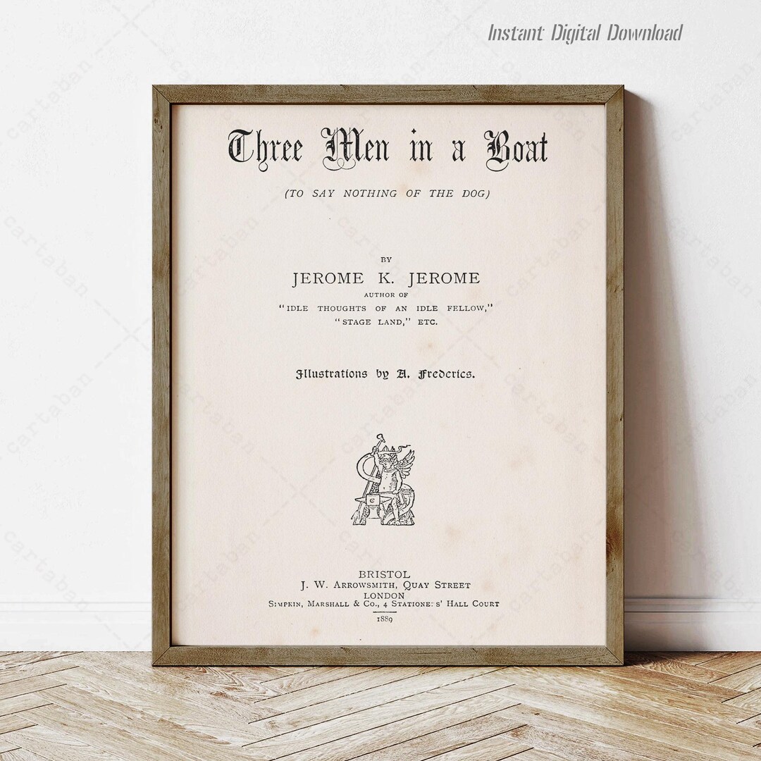 Three Men in a Boat, Jerome K Jerome, Book Lovers Gifts, Instant ...