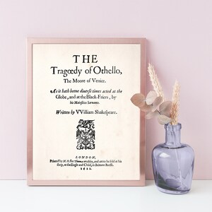 The Tragedy of Othello, William Shakespeare, Book Lovers Gifts, Instant ...
