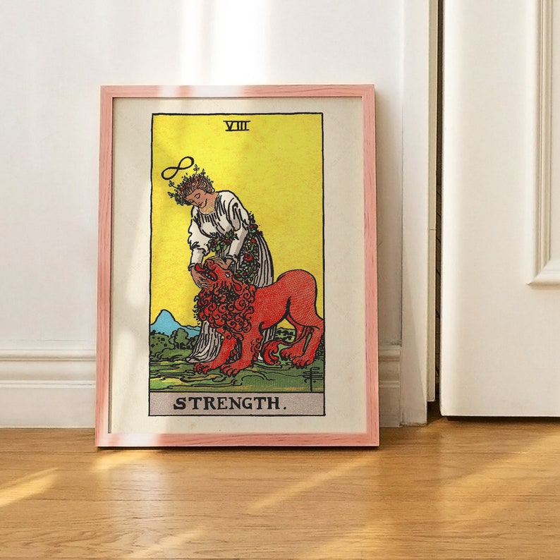 Strength Tarot Card, Rider Waite Smith Deck, RWS Poster (instant ...