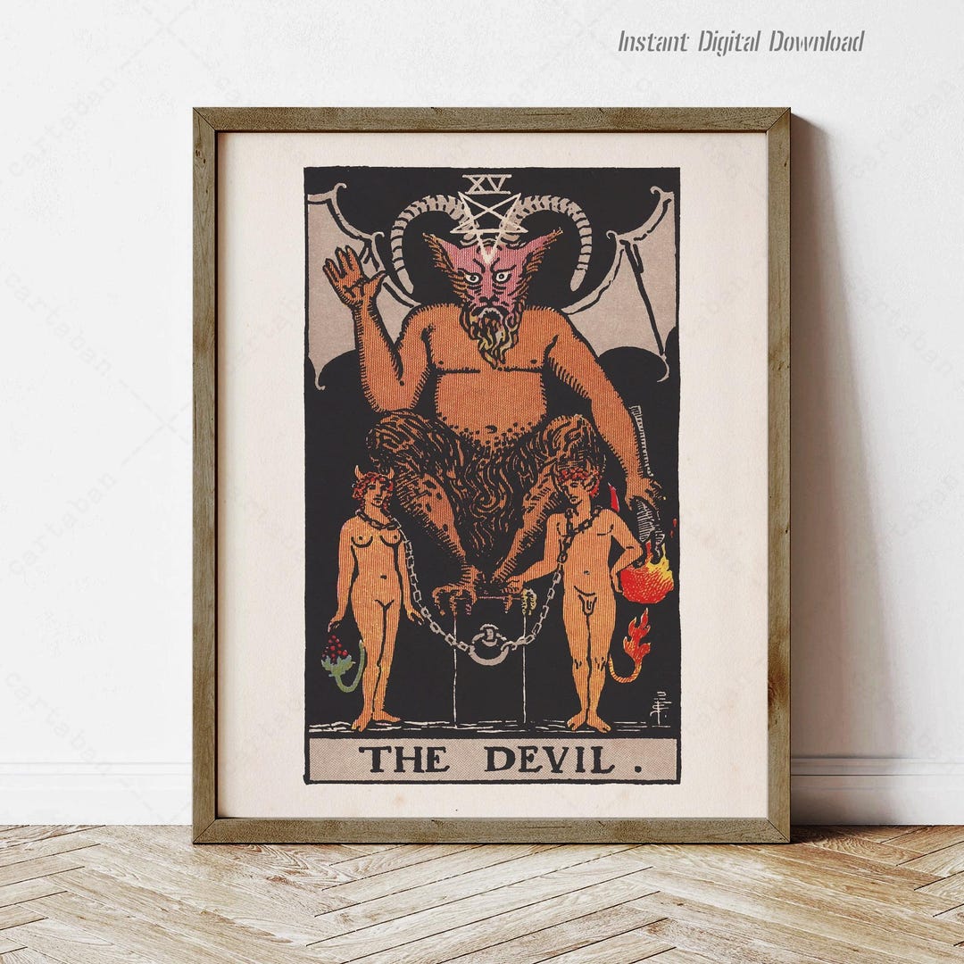 The Devil Tarot Card, Rider Waite Smith Deck, RWS Poster (instant ...
