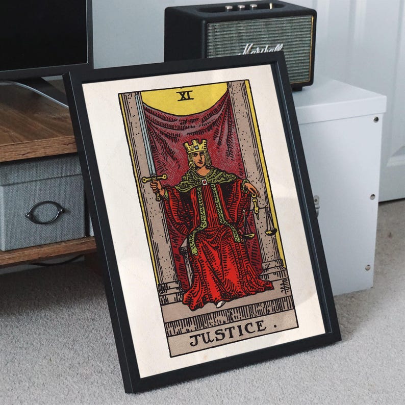 Justice Tarot Card, Rider Waite Smith Deck, RWS Poster (instant Digital ...